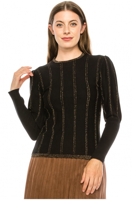 Metallic Striped Sweater | Modest Women Clothing - YAL New York